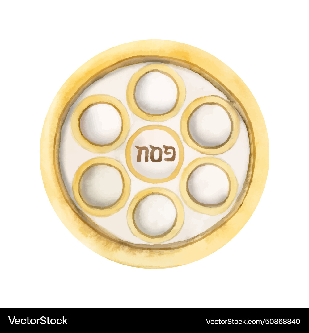 Empty round pesach plate for passover seder Vector Image