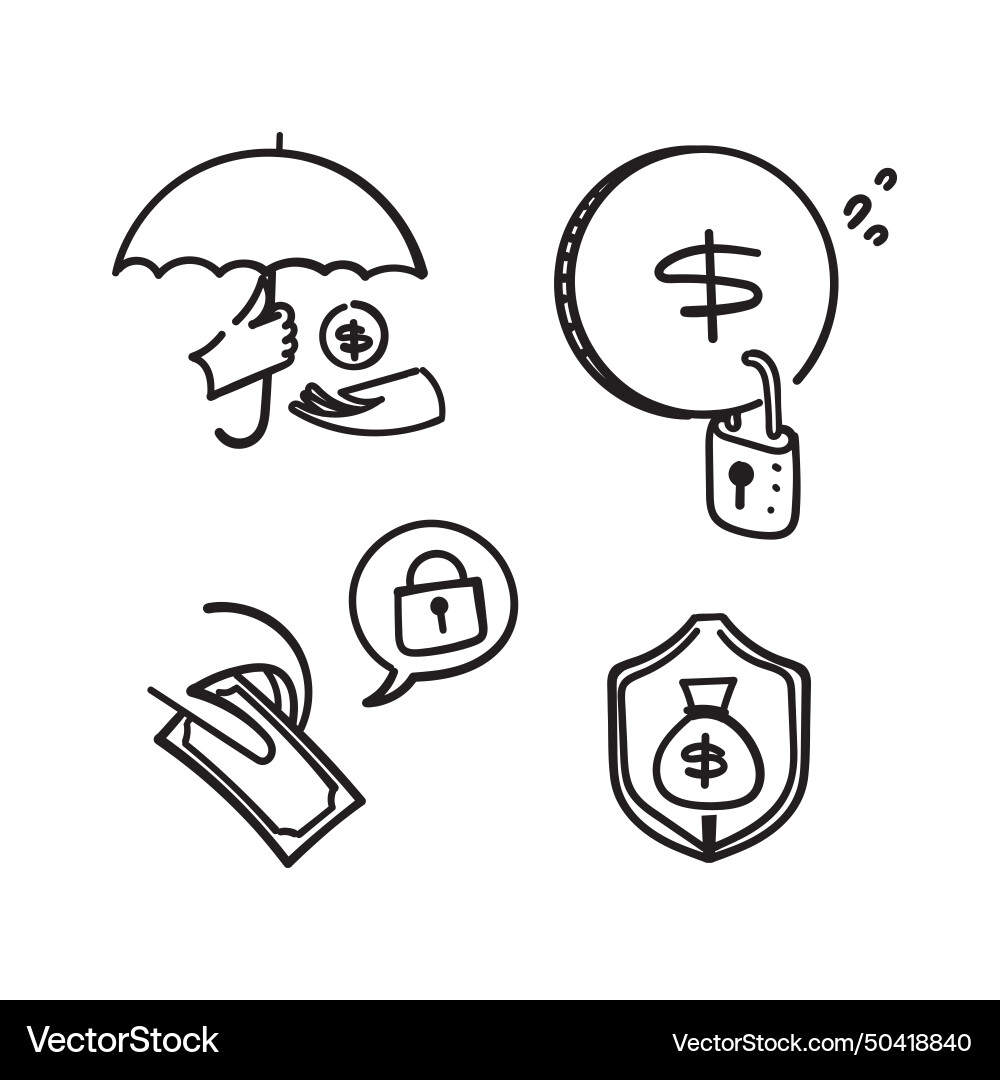 Hand drawn doodle money protection icon related Vector Image