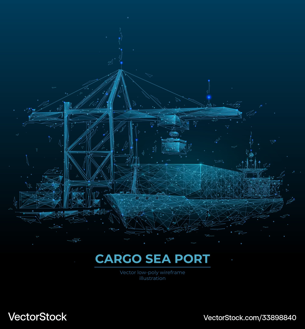 Low Poly Cargo Port Royalty Free Vector Image - VectorStock