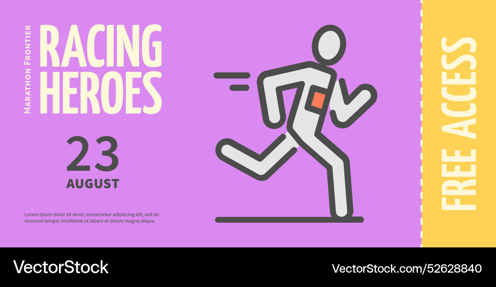 Marathon racing heroes coupon horizontal placard Vector Image