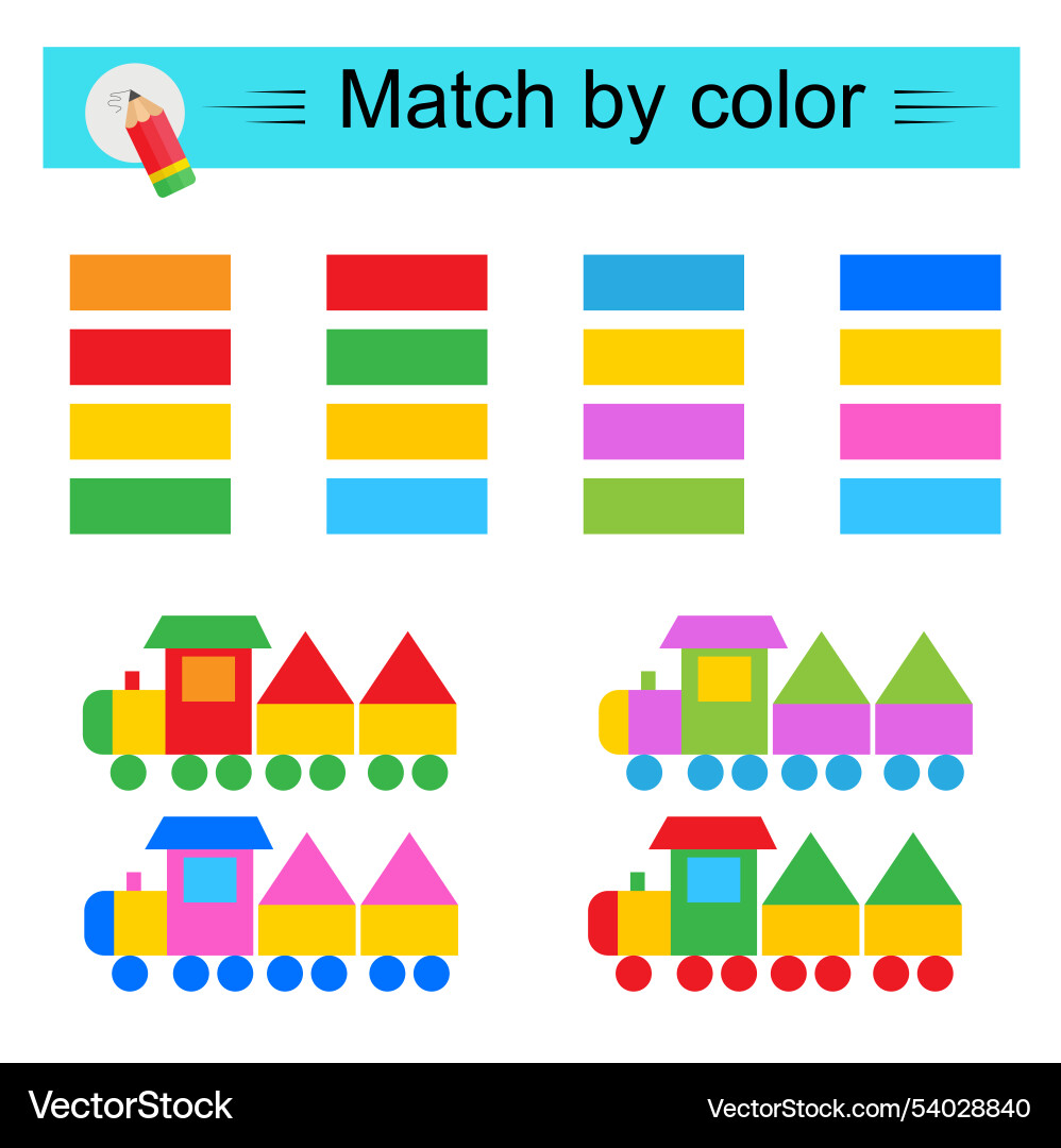 Match by color educational game for children Vector Image