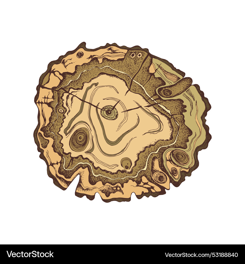 Tree rings wooden cross section Royalty Free Vector Image