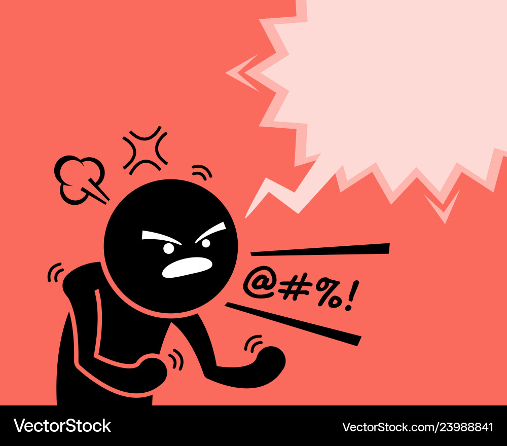 A very angry man expressing his anger rage Vector Image