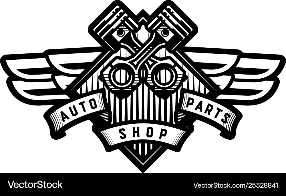 Auto parts store car logo emblem Royalty Free Vector Image