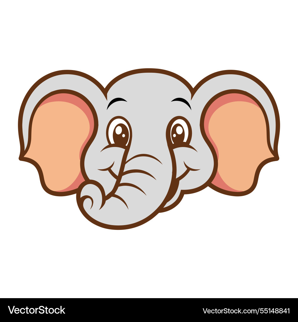 Drawing a cartoon elephant head Royalty Free Vector Image