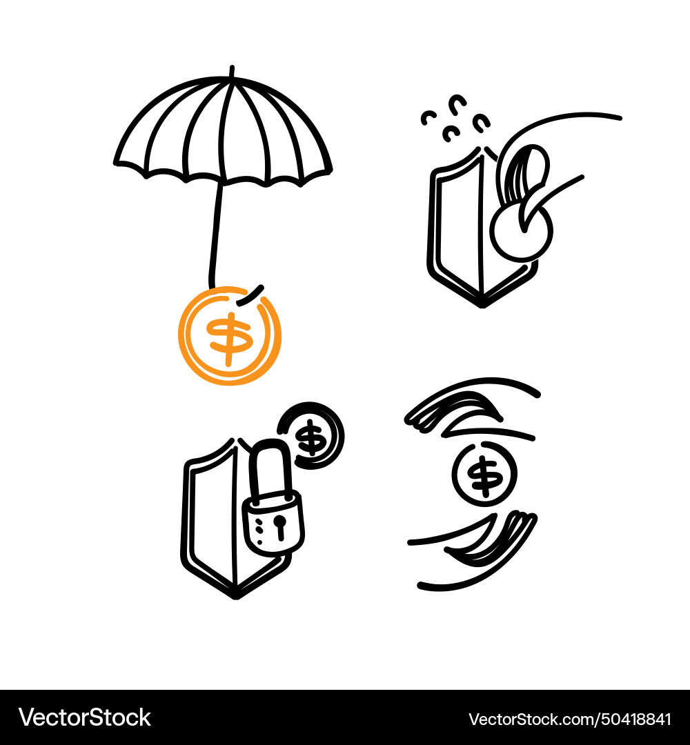 Hand drawn doodle money protection icon related Vector Image