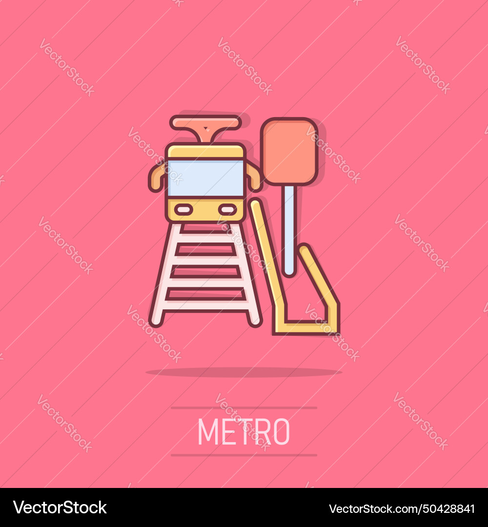 Metro station icon in comic style train subway Vector Image