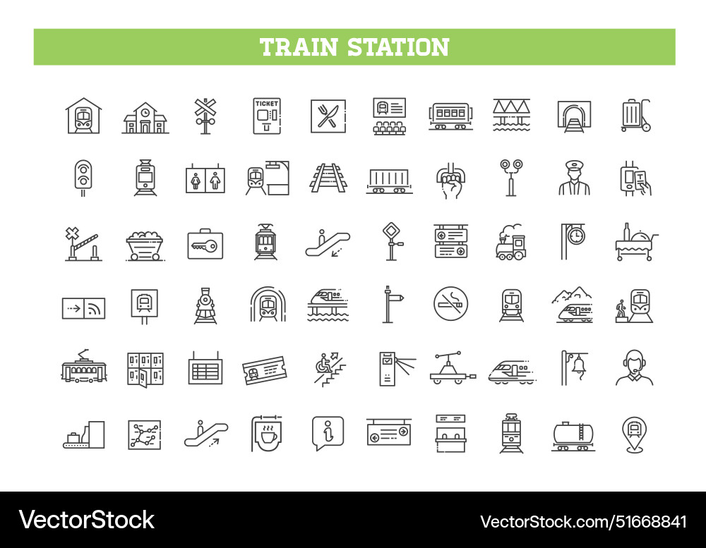 Set of train station icons Royalty Free Vector Image