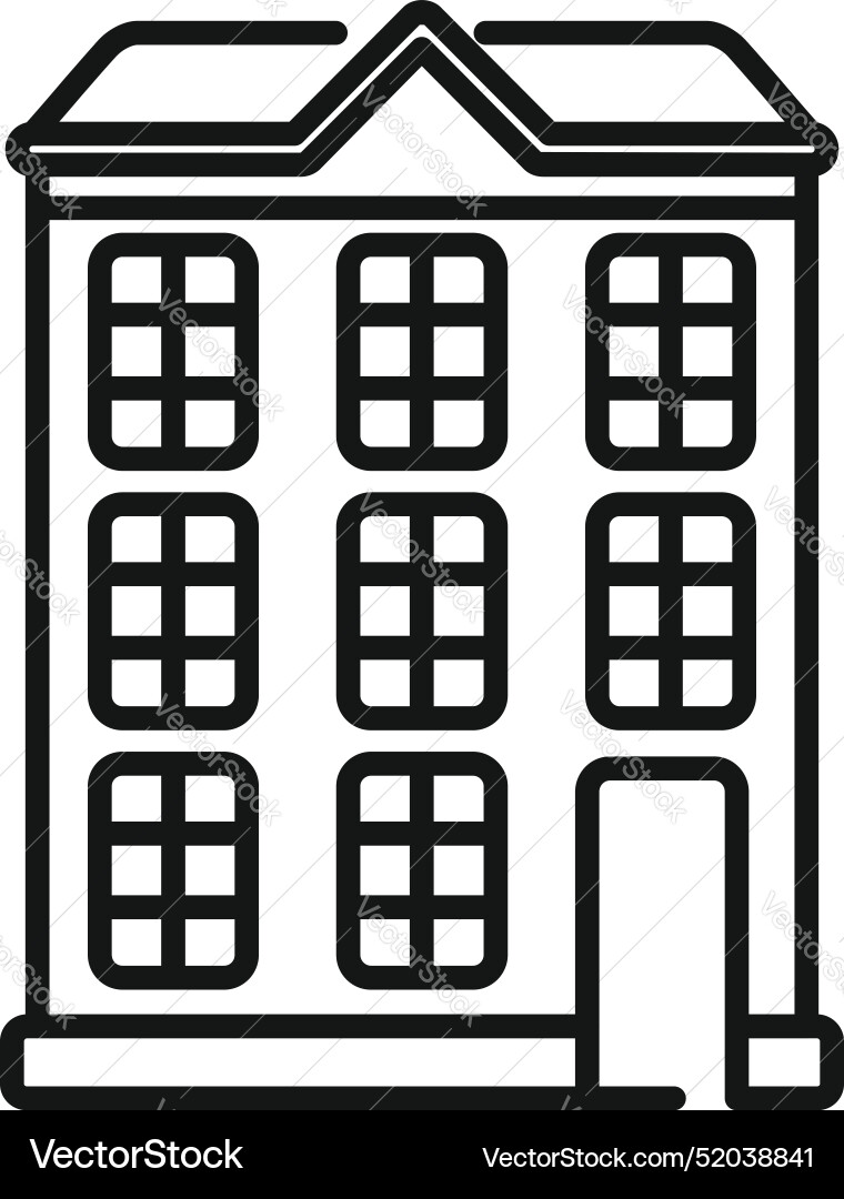 Three storey residential building with attic Vector Image