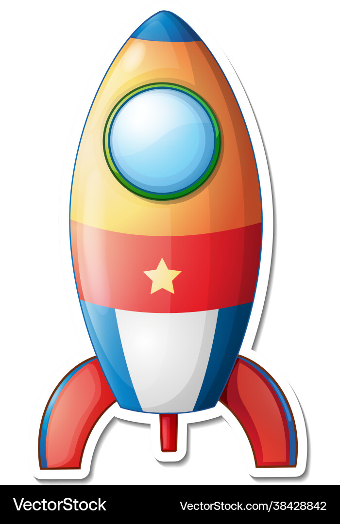 A sticker template with rocket space cartoon Vector Image