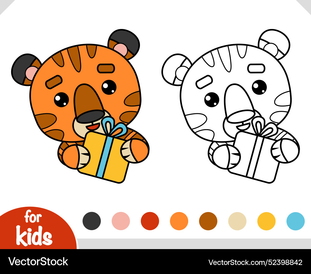 Coloring book for kids chinese new year tiger Vector Image