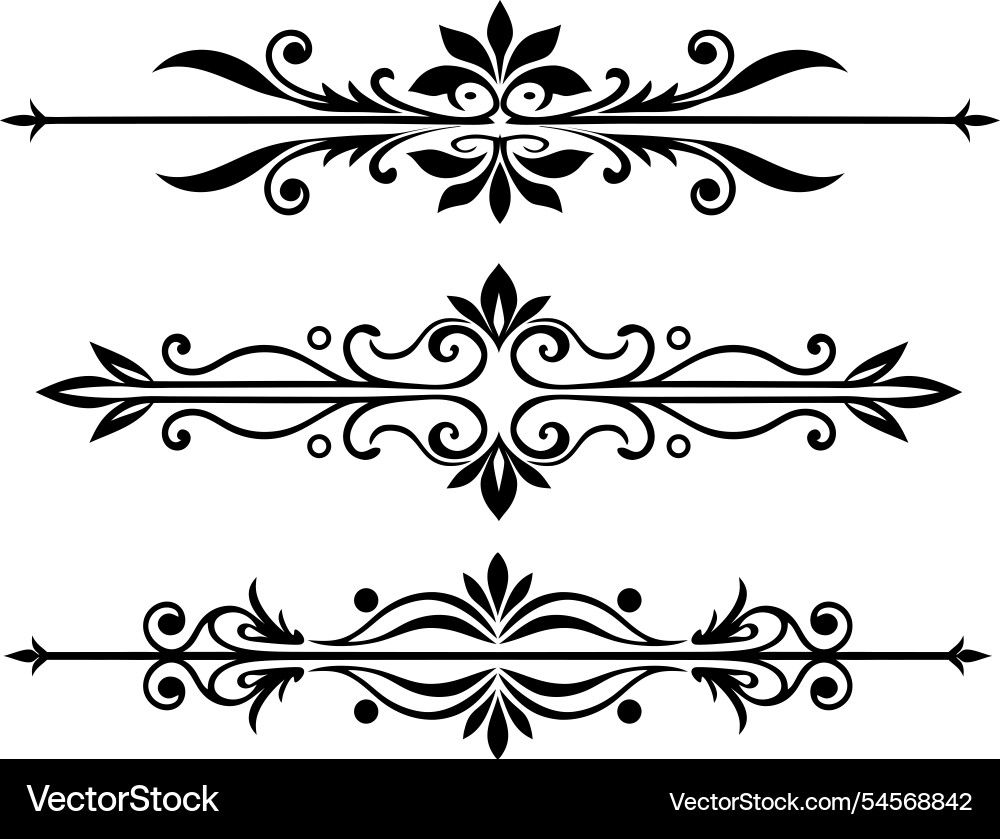 Decorative flourish borders Royalty Free Vector Image