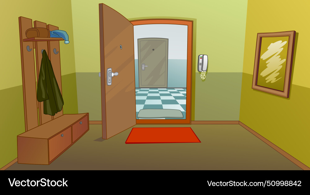 Entrance hall and exit door Royalty Free Vector Image