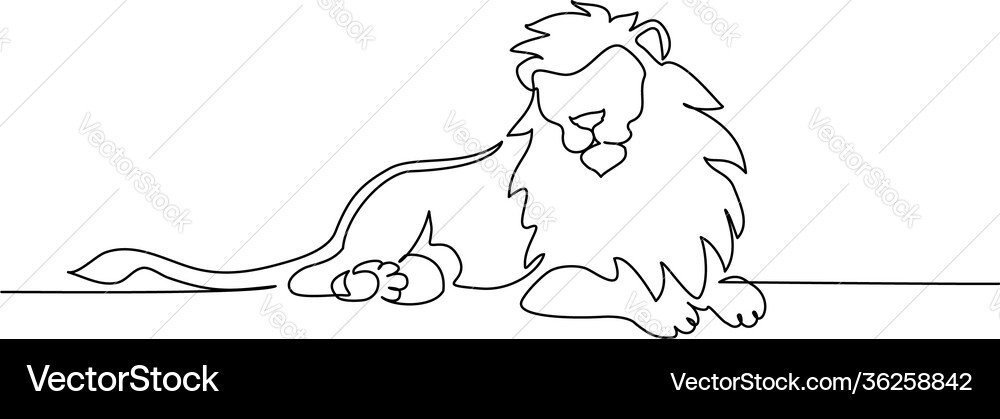 Lion Lying in a Single Line Royalty Free Vector Image