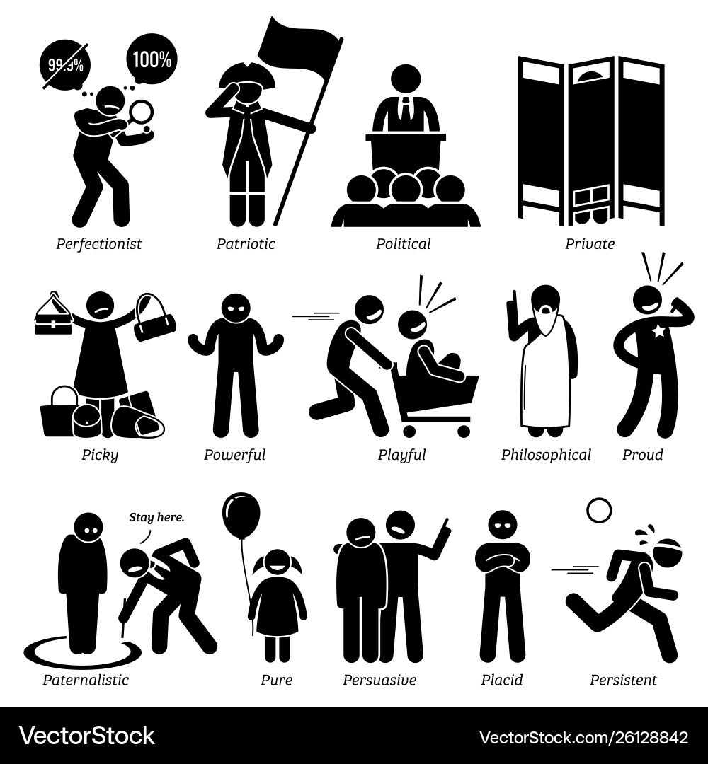 Neutral personalities character traits stick Vector Image