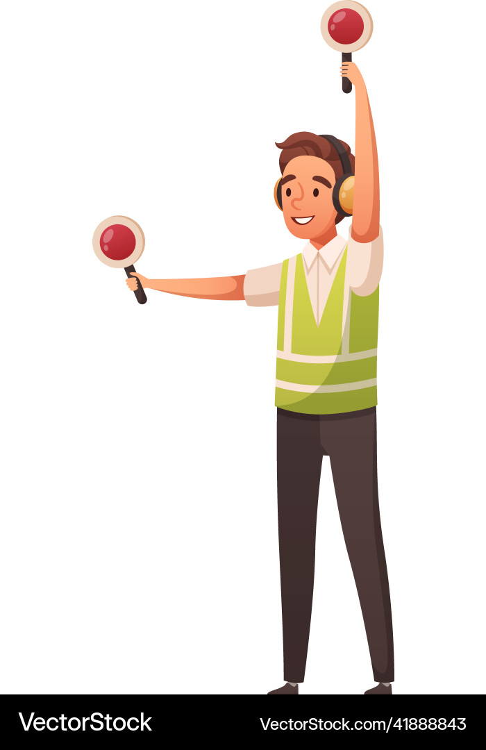 Airport ground signalman composition Royalty Free Vector