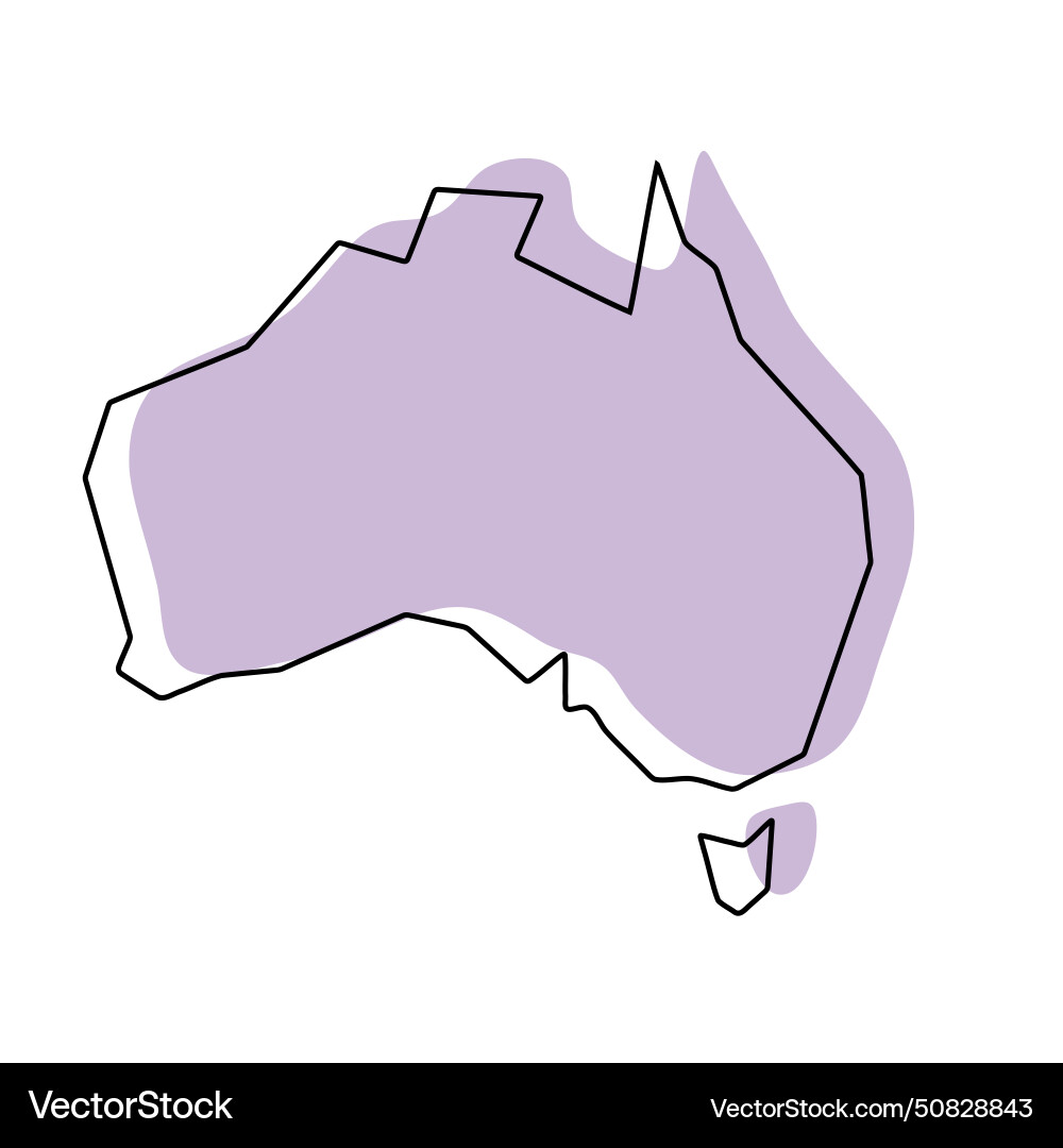 Australia simplified map Royalty Free Vector Image