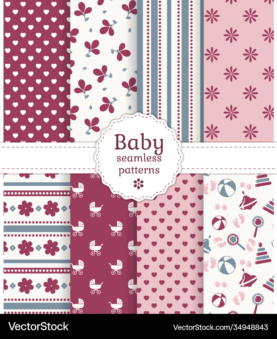 Baby seamless patterns set Royalty Free Vector Image