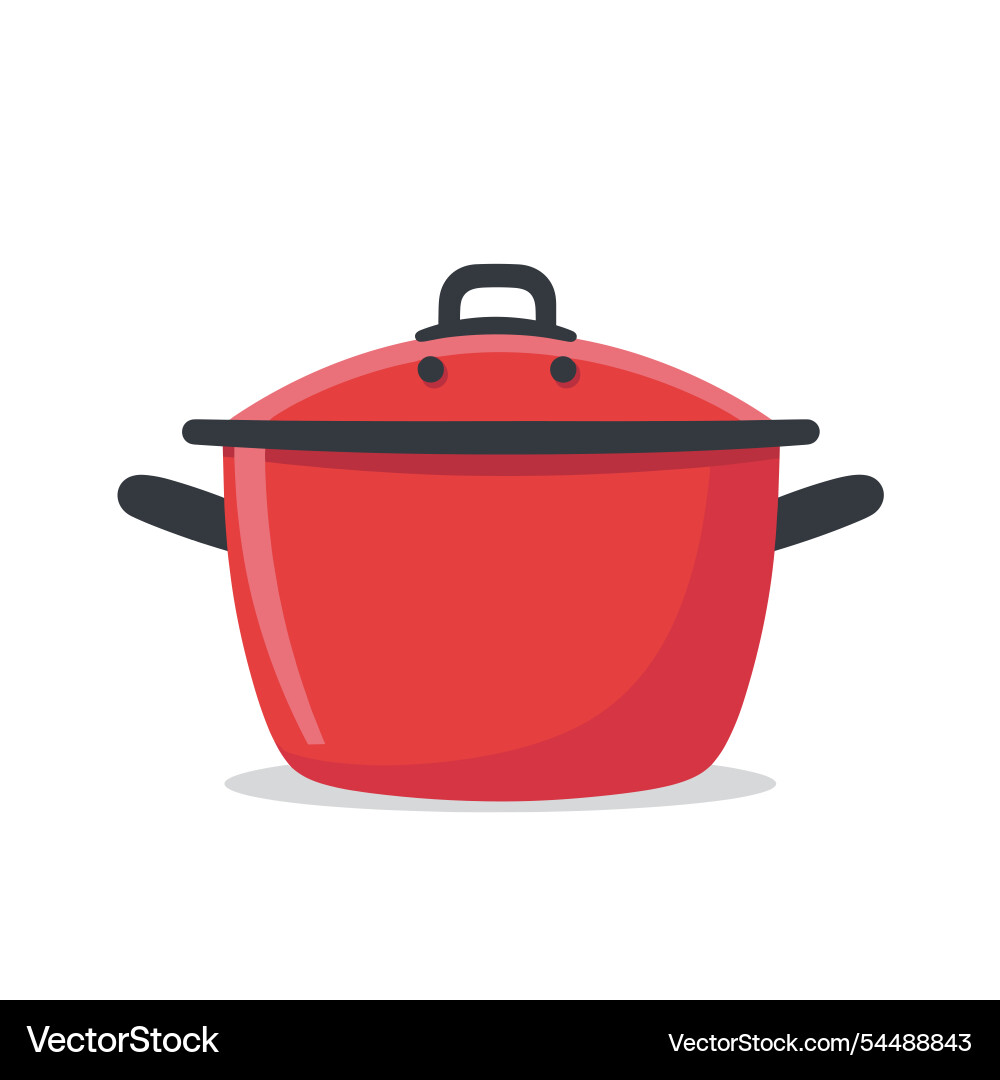 Bright red cooking pot on a white background Vector Image