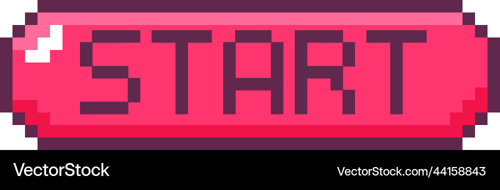 Button for 8 bit games start beginning Royalty Free Vector