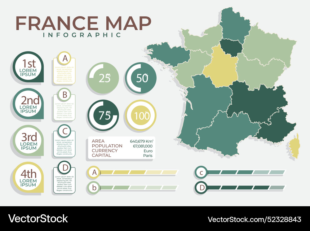 Creative flat design france map infographic Vector Image