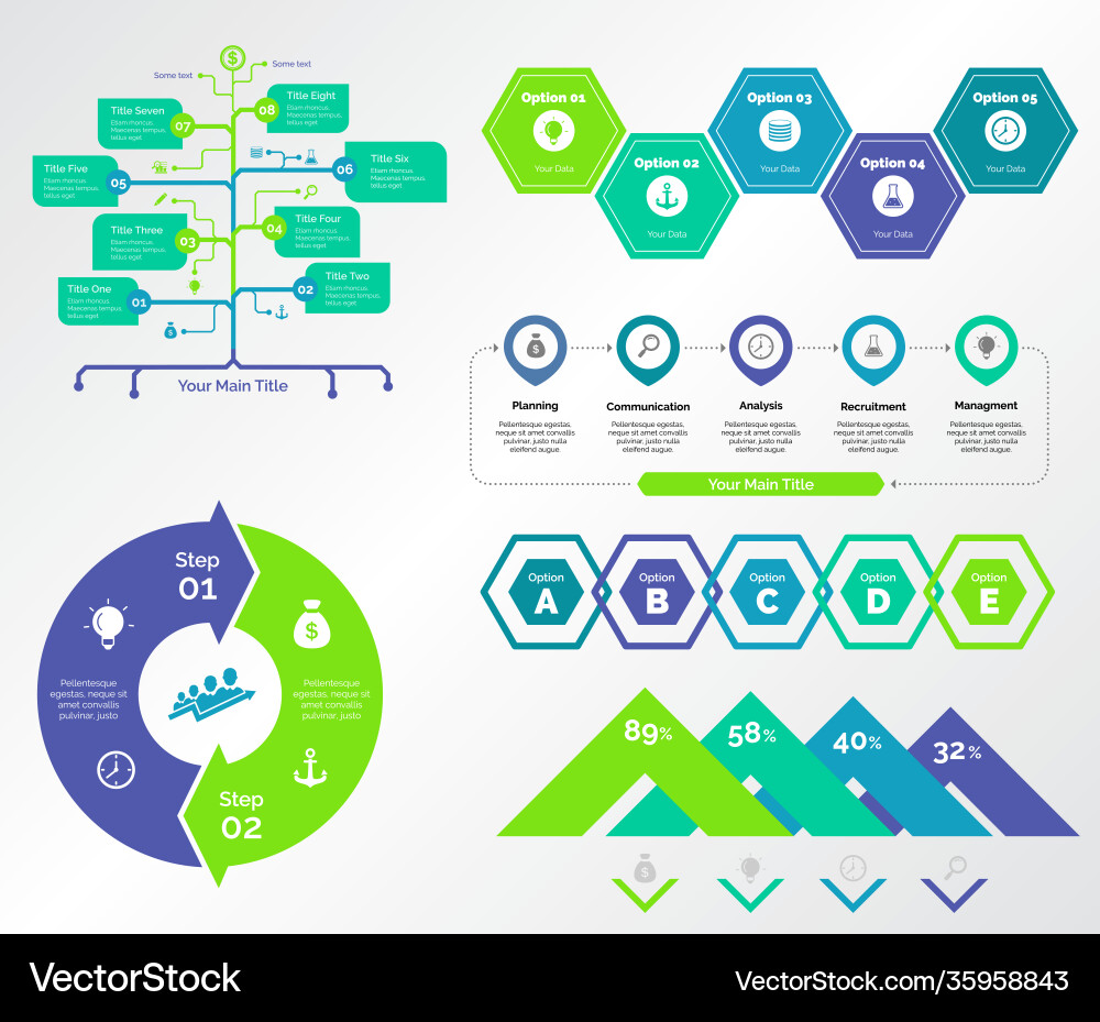 Five planning charts templates set Royalty Free Vector Image
