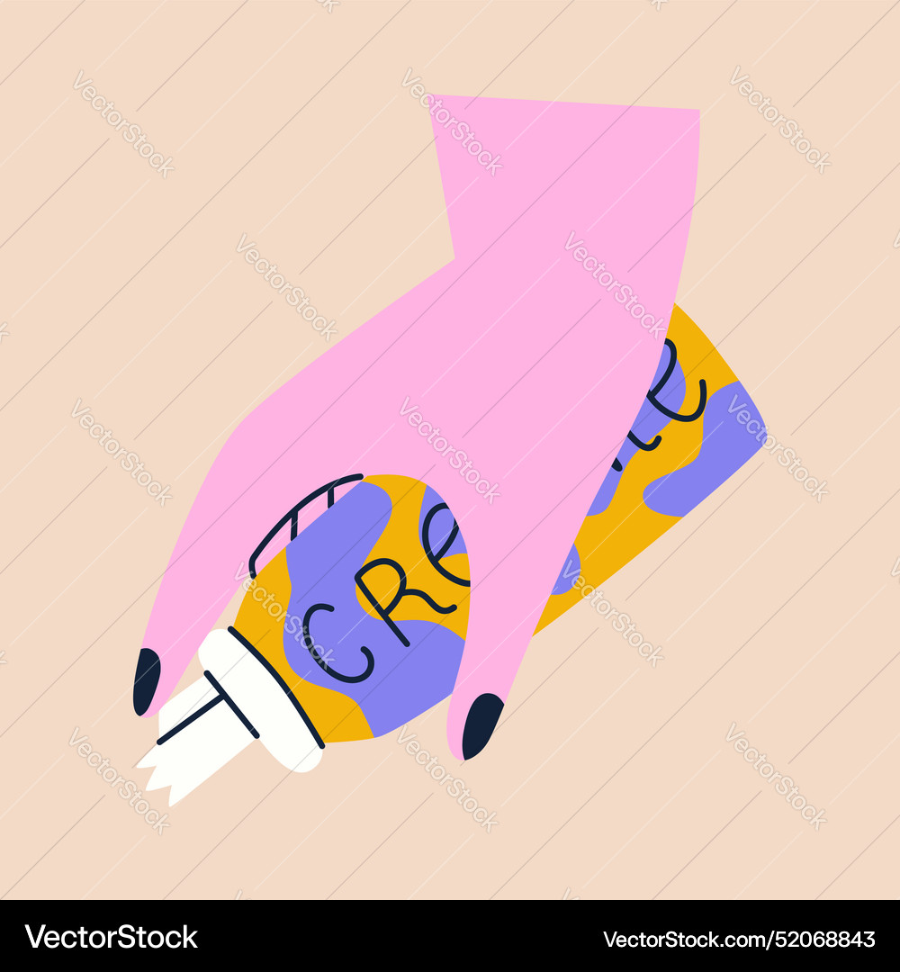 Hand holding whipped cream drawn Royalty Free Vector Image