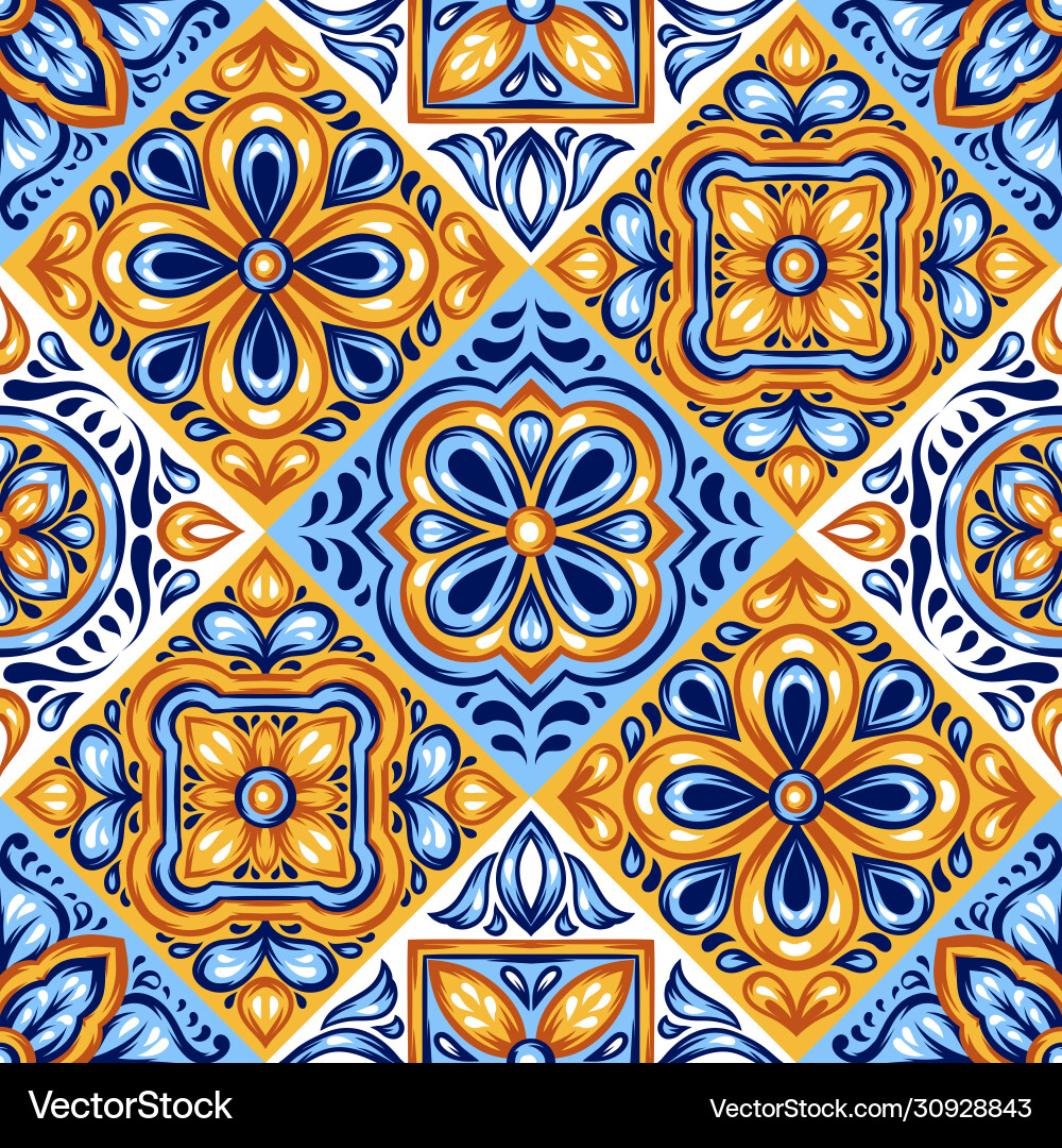 Italian ceramic tile pattern mediterranean Vector Image