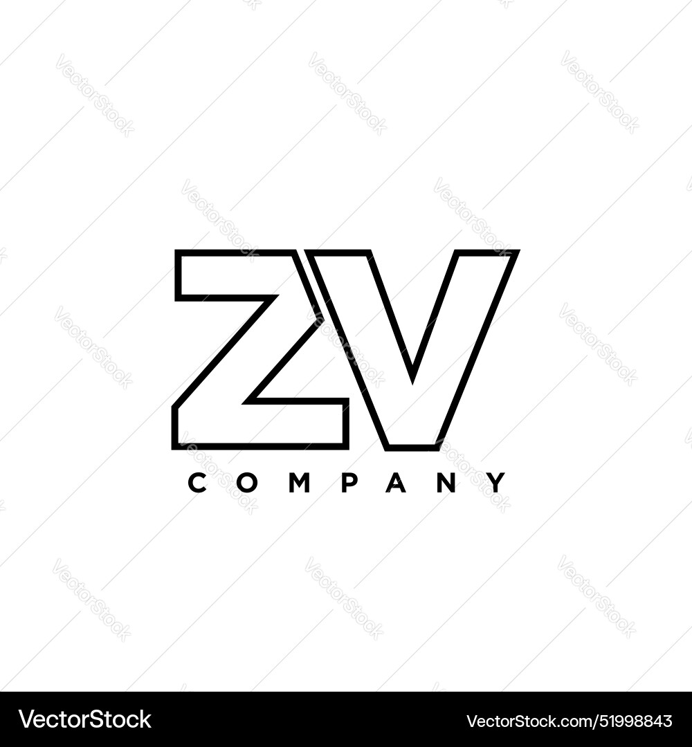Letter z and v zv logo design template minimal Vector Image