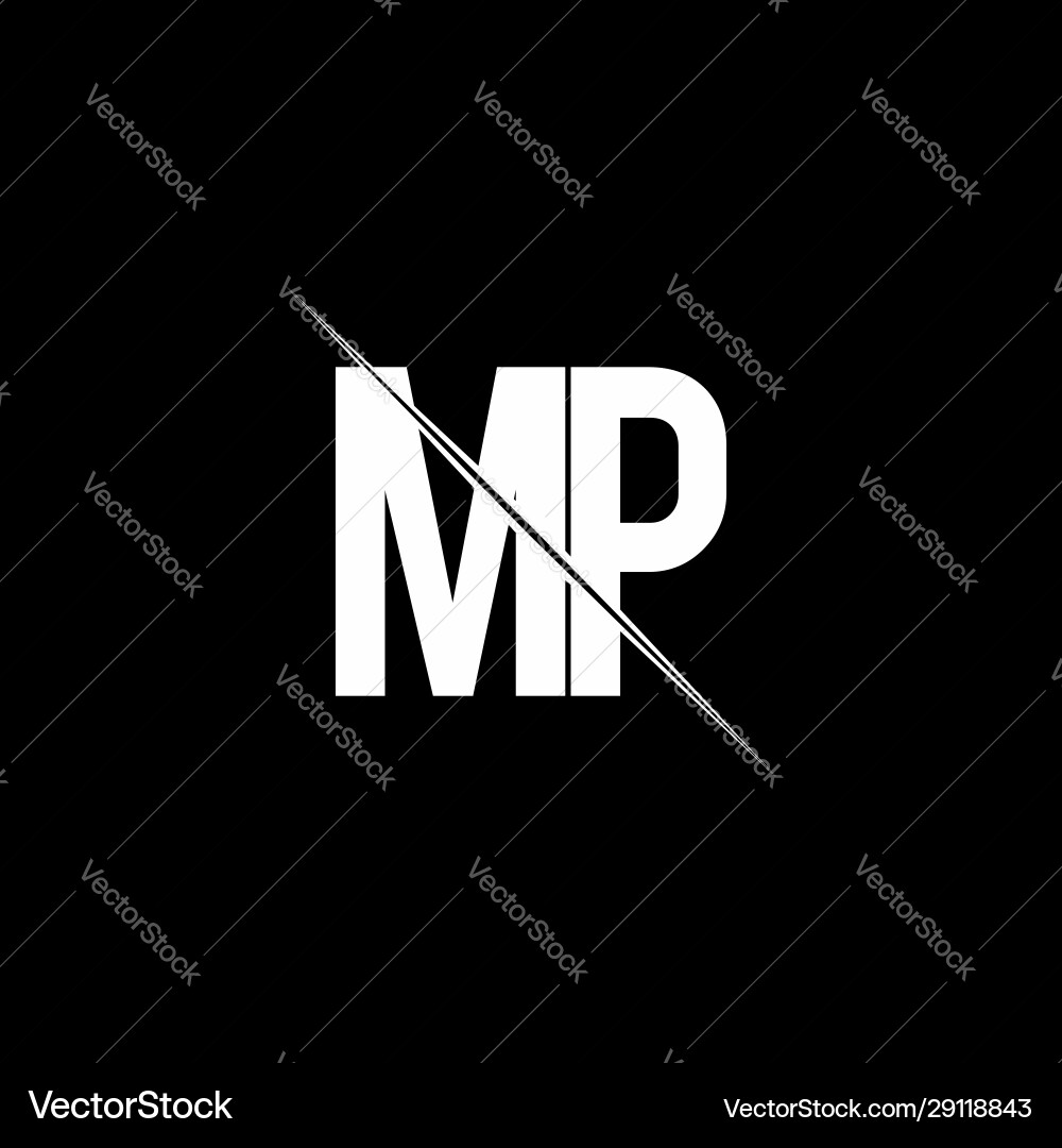 Mp logo monogram with slash style design template Vector Image