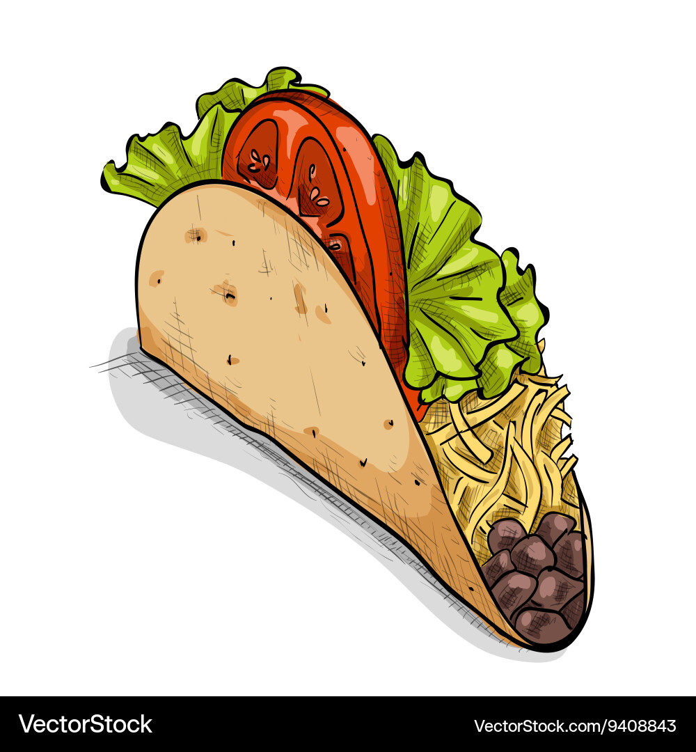 Taco color picture Royalty Free Vector Image - VectorStock