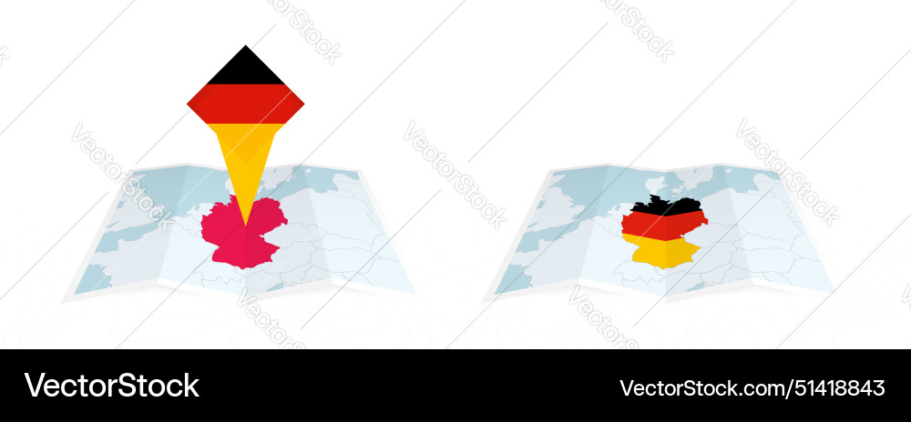 Two versions of an germany folded map one with a Vector Image