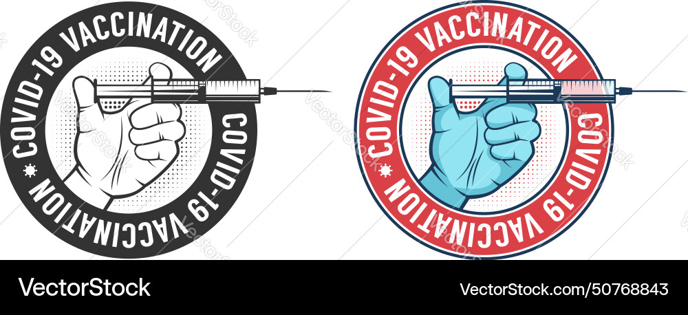 Vaccination vintage logo Royalty Free Vector Image
