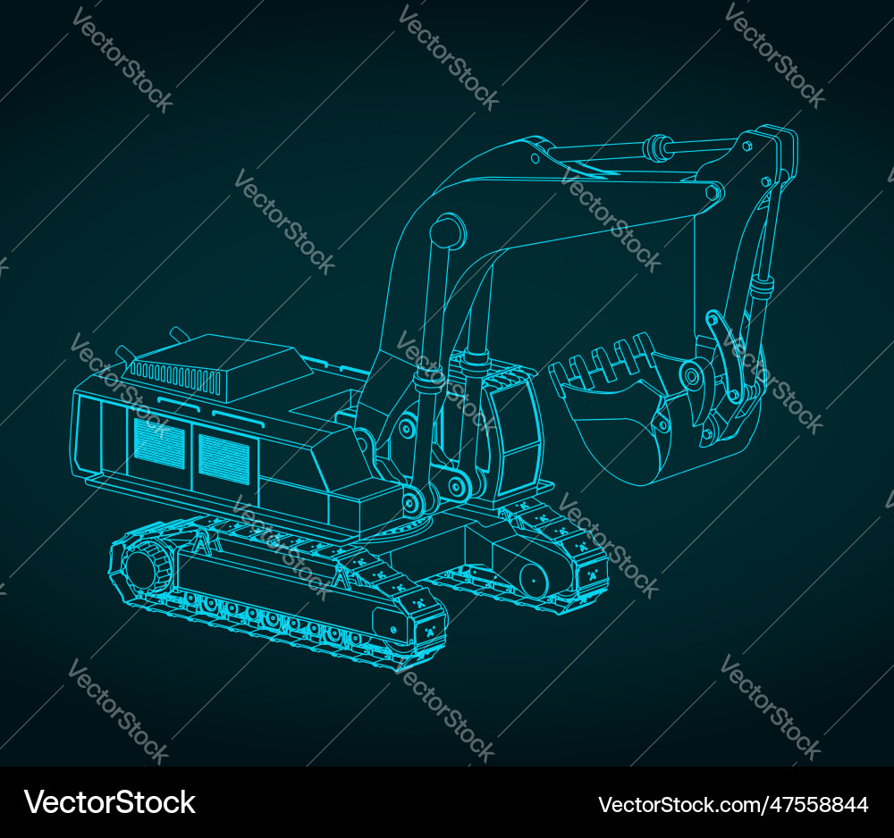 Excavator blueprint Royalty Free Vector Image - VectorStock