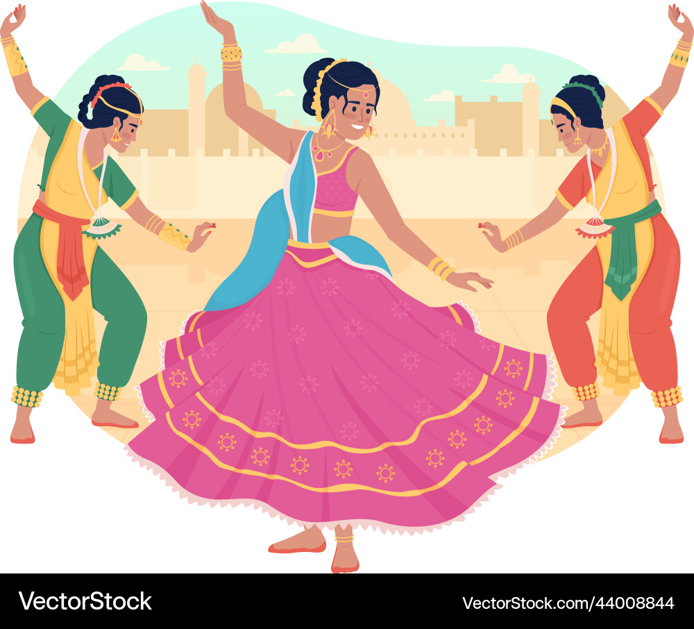 Folk dance tradition on diwali 2d isolated Vector Image