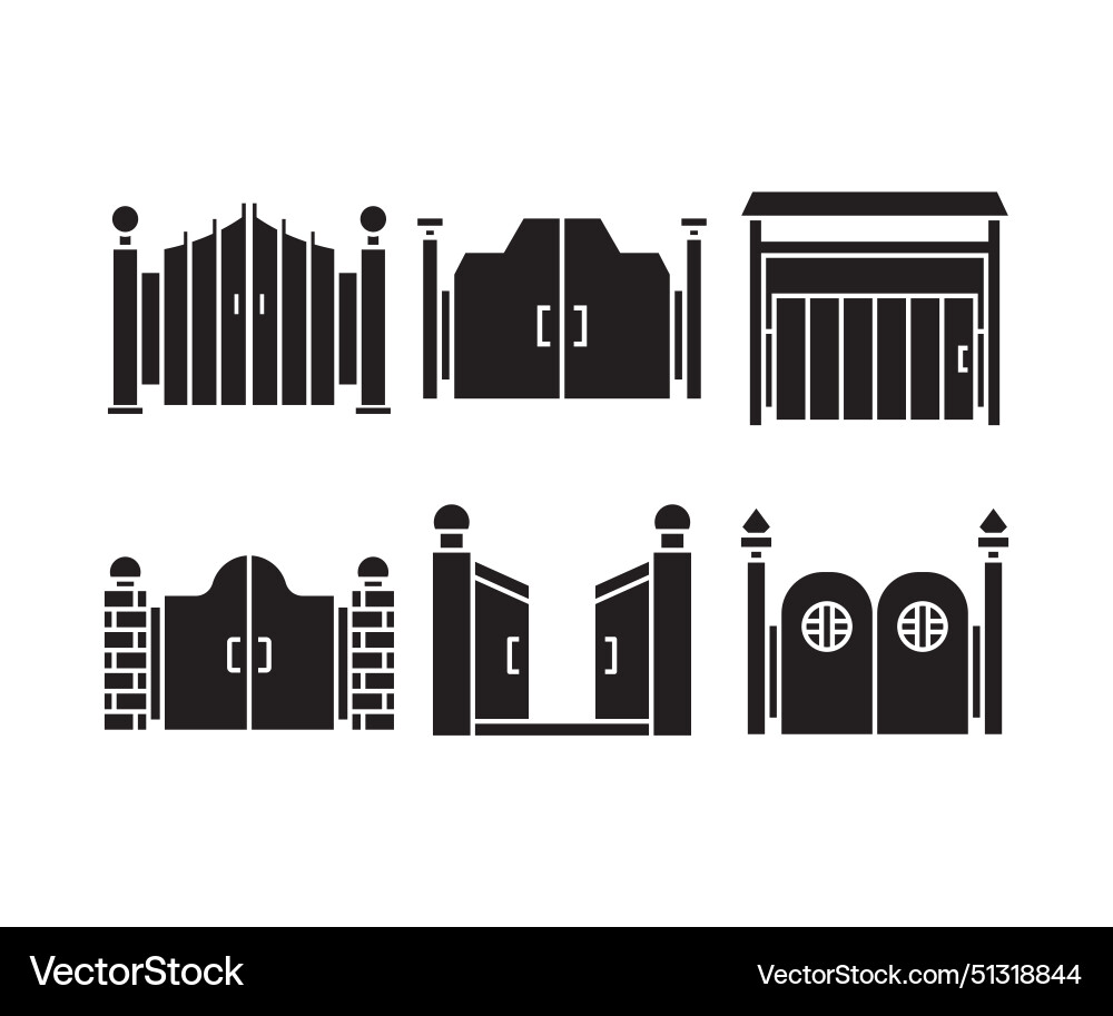 Gate and fence icons Royalty Free Vector Image