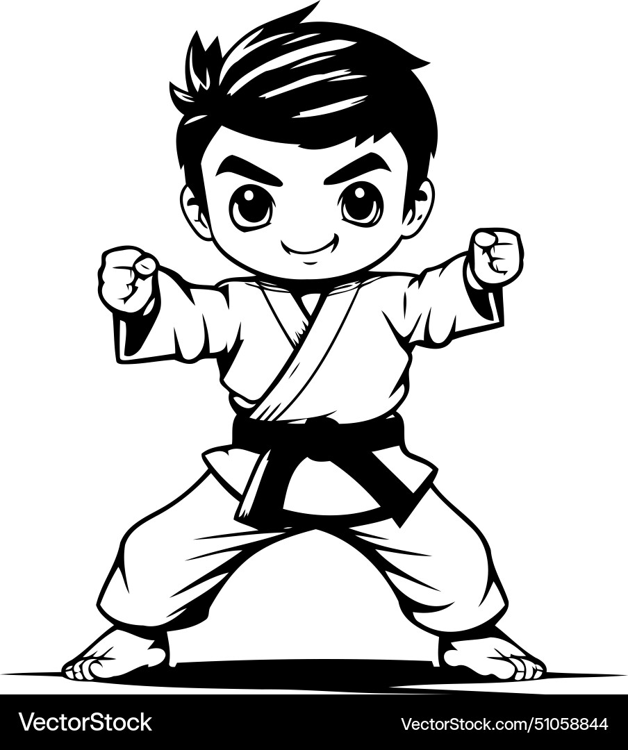 Karate boy cartoon Royalty Free Vector Image - VectorStock