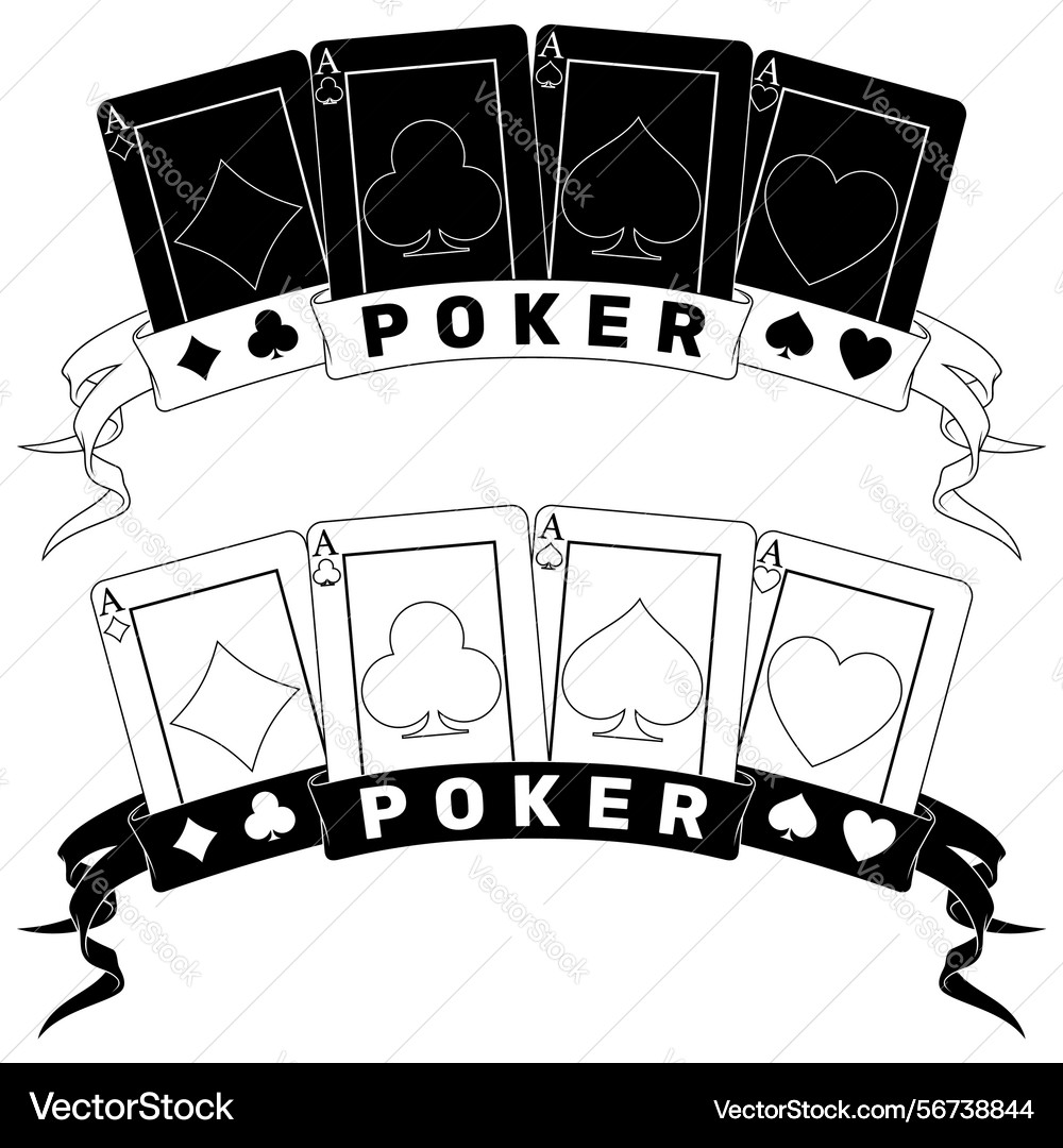 Poker hand surrounded with ribbons Royalty Free Vector Image