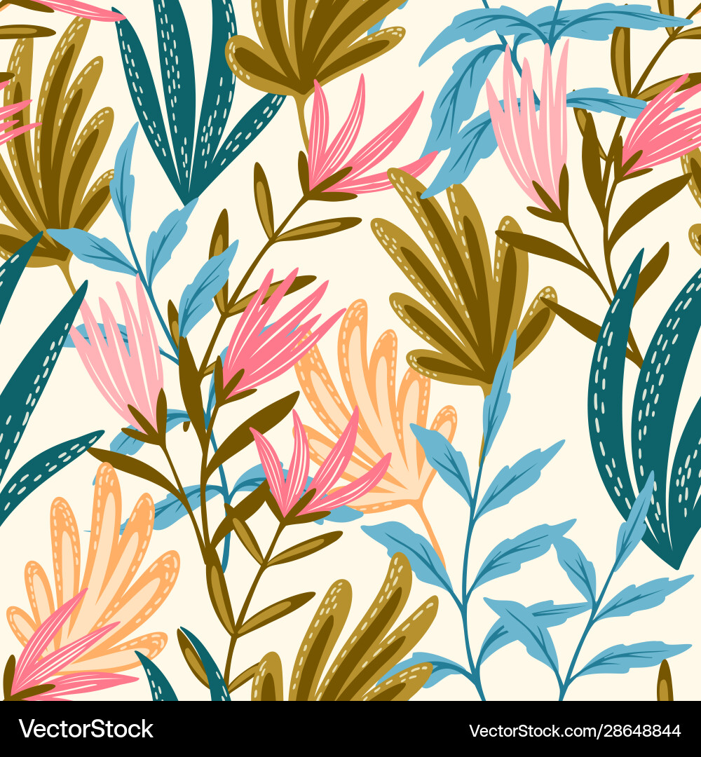 Seamless floral pink and blue Royalty Free Vector Image