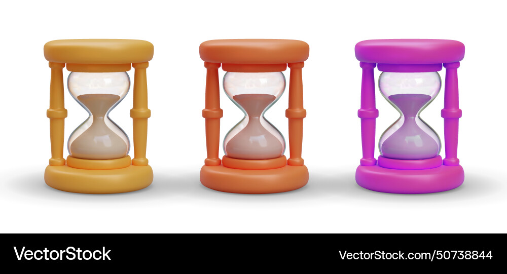 Set Of Different Hourglasses In Realistic Style Vector Image