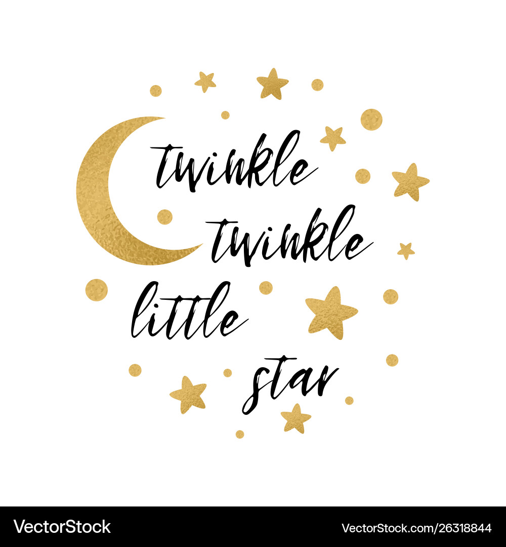 Twinkle little star text with gold Royalty Free Vector Image