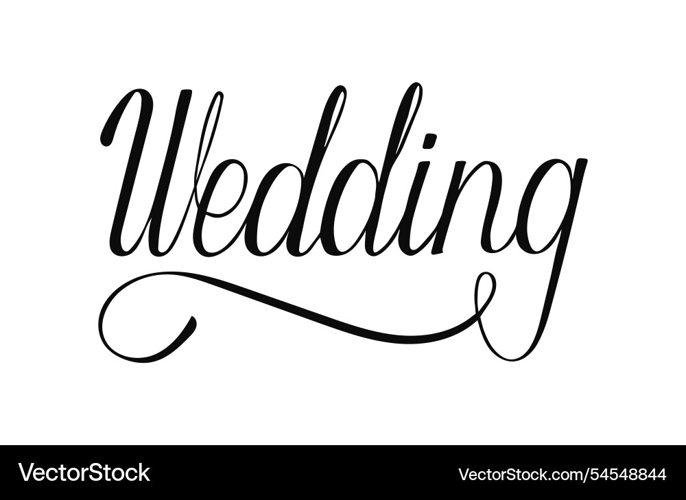 Wedding word hand drawn calligraphy lettering Vector Image