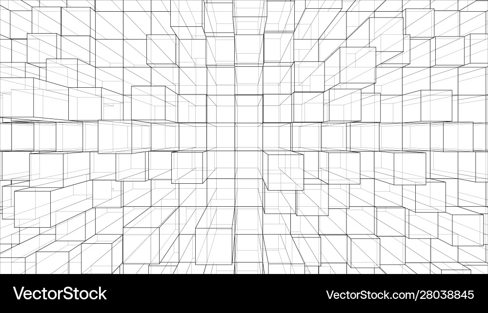 Abstract background cubes outline Royalty Free Vector Image