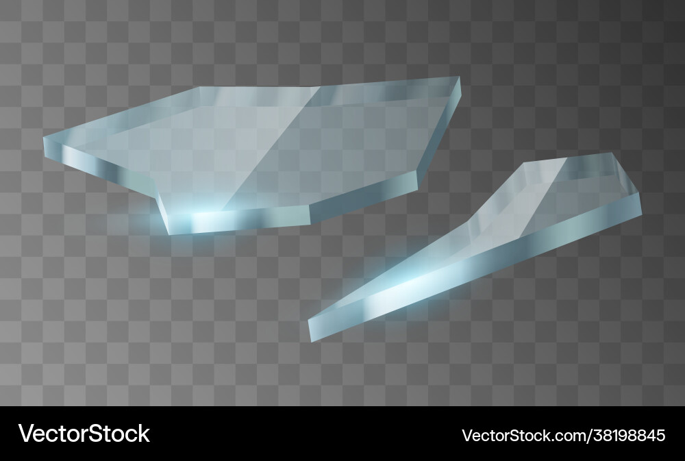 Broken glass pieces realistic shattered Royalty Free Vector