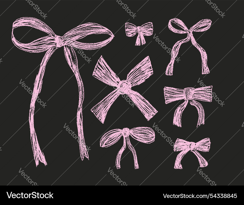Chalk Pink Ribbon Set - Coquette Style Royalty Free Vector