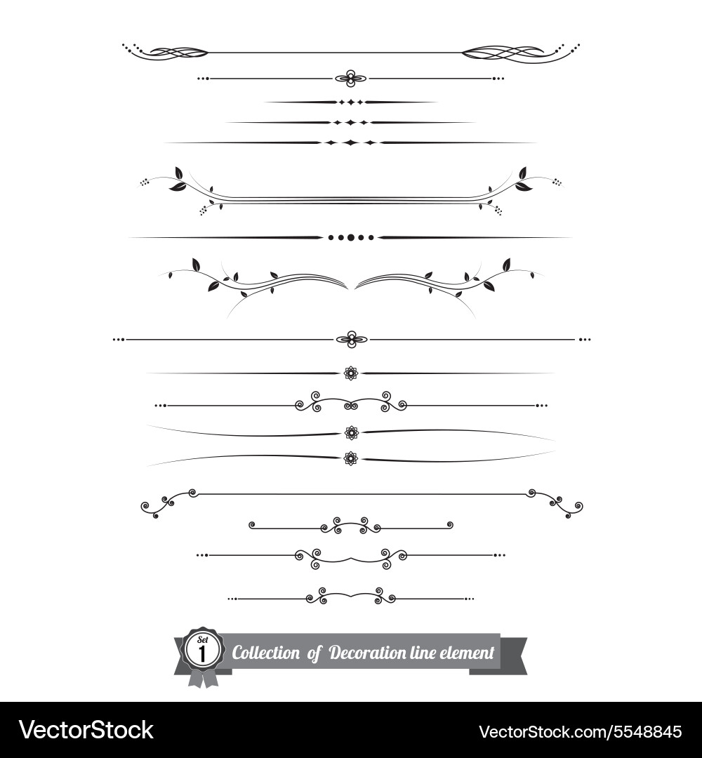 Collection of decorative line elements border Vector Image