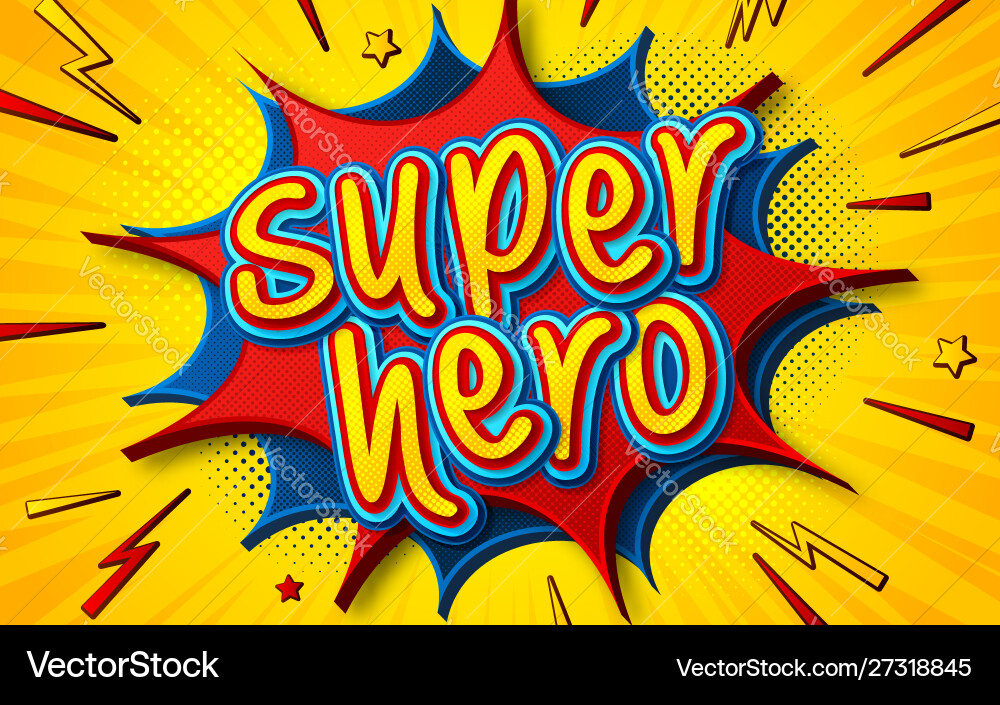 Comic poster with word superhero in pop art style Vector Image