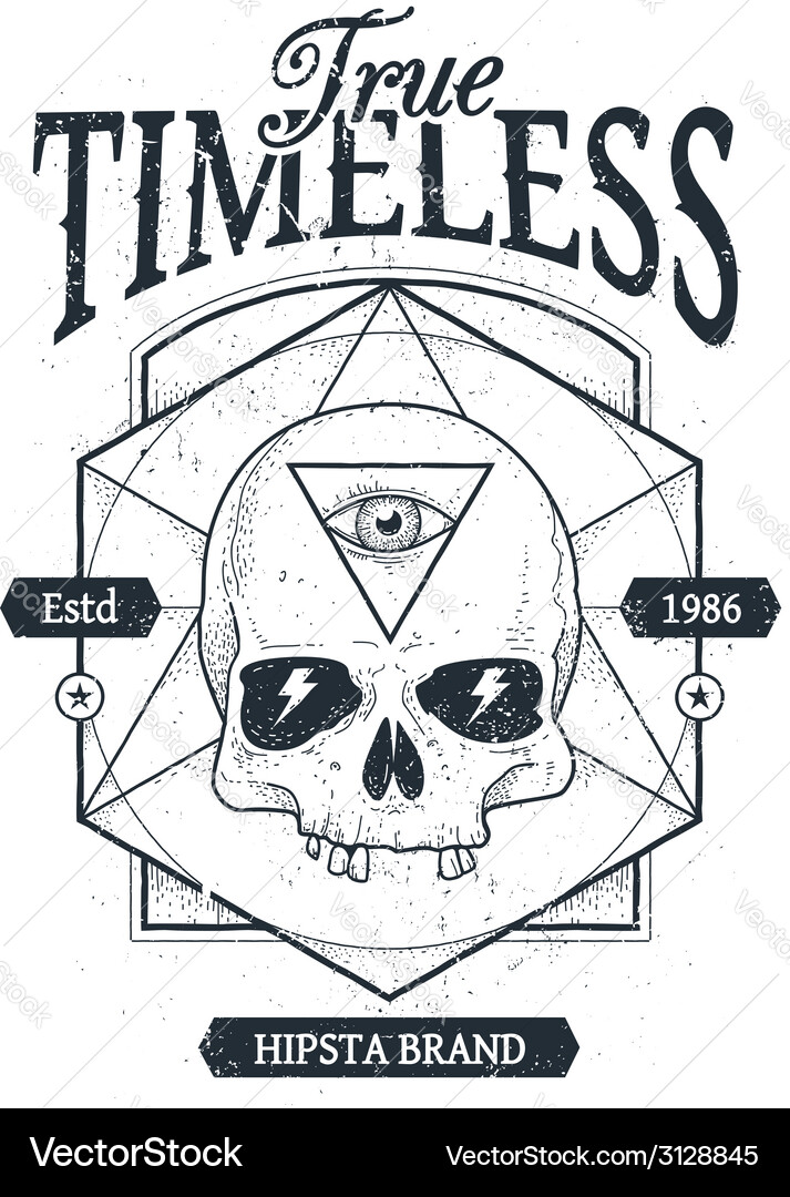 Dotwork skull print 1 Royalty Free Vector Image