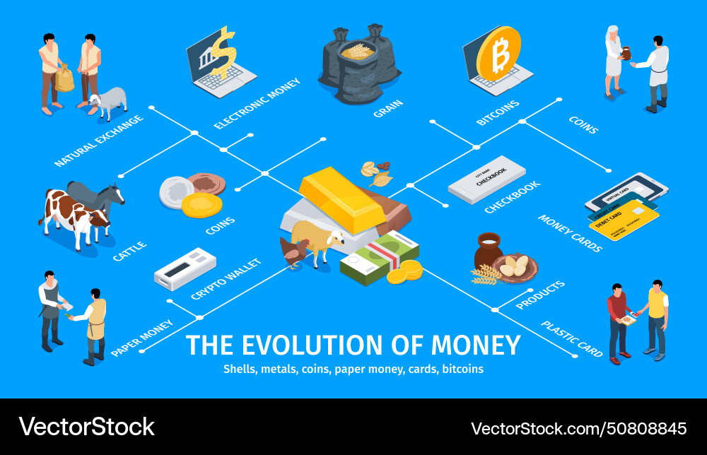 Evolution of money infographics layout Royalty Free Vector