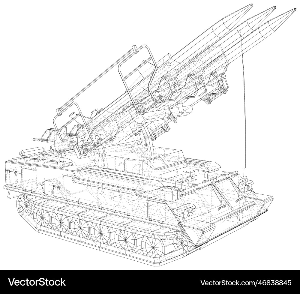 Industrial rocket launcher wire-frame digital Vector Image